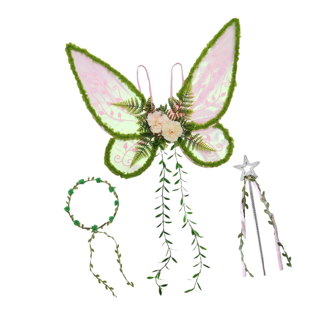 Декоративные крылья Эльфа для праздничной вечеринки-Розовые Крылья в виде Листьев, Набор из 3 частей