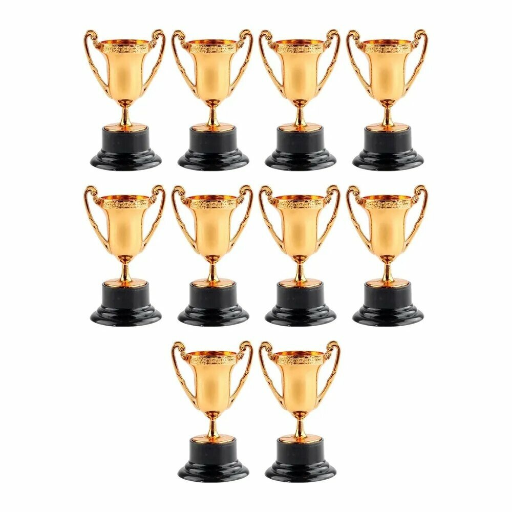 Набор из 10 шт. наградных кубков для соревнований, украшений, призов, золотистый