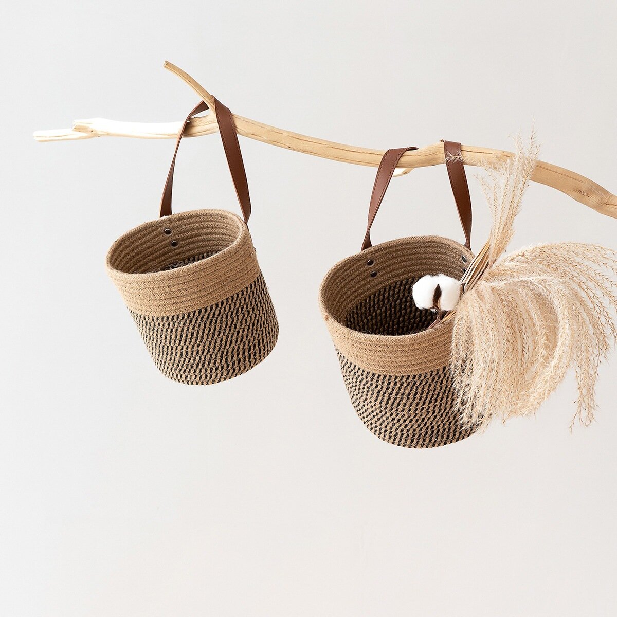 Натуральный джут можно повесить корзину для хранения Хлопковая веревка плетеная настенная корзина для ключей