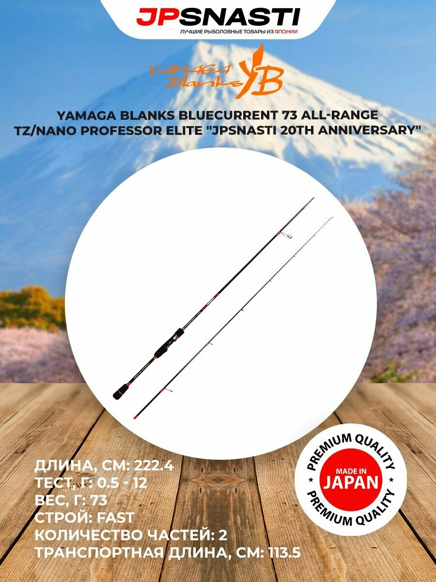 Лимитированный японский спиннинг для рыбалки Yamaga Blanks BlueCurrent 73 All-Range TZ/Nano Professor Elite "Jpsnasti 20th Anniversary"