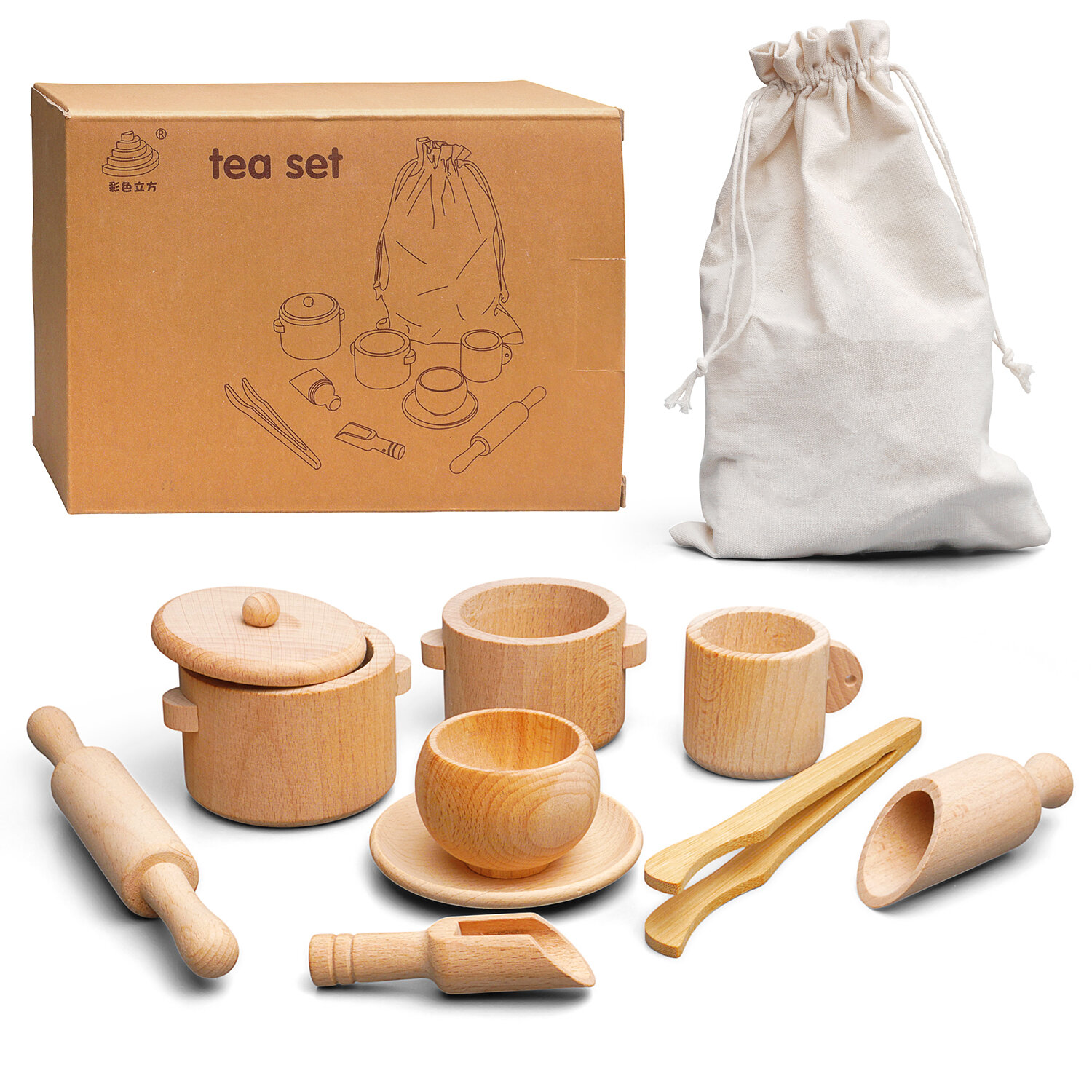 Набор посуды игрушечный D2148 "Пекарь", дерево, детям от 3 лет