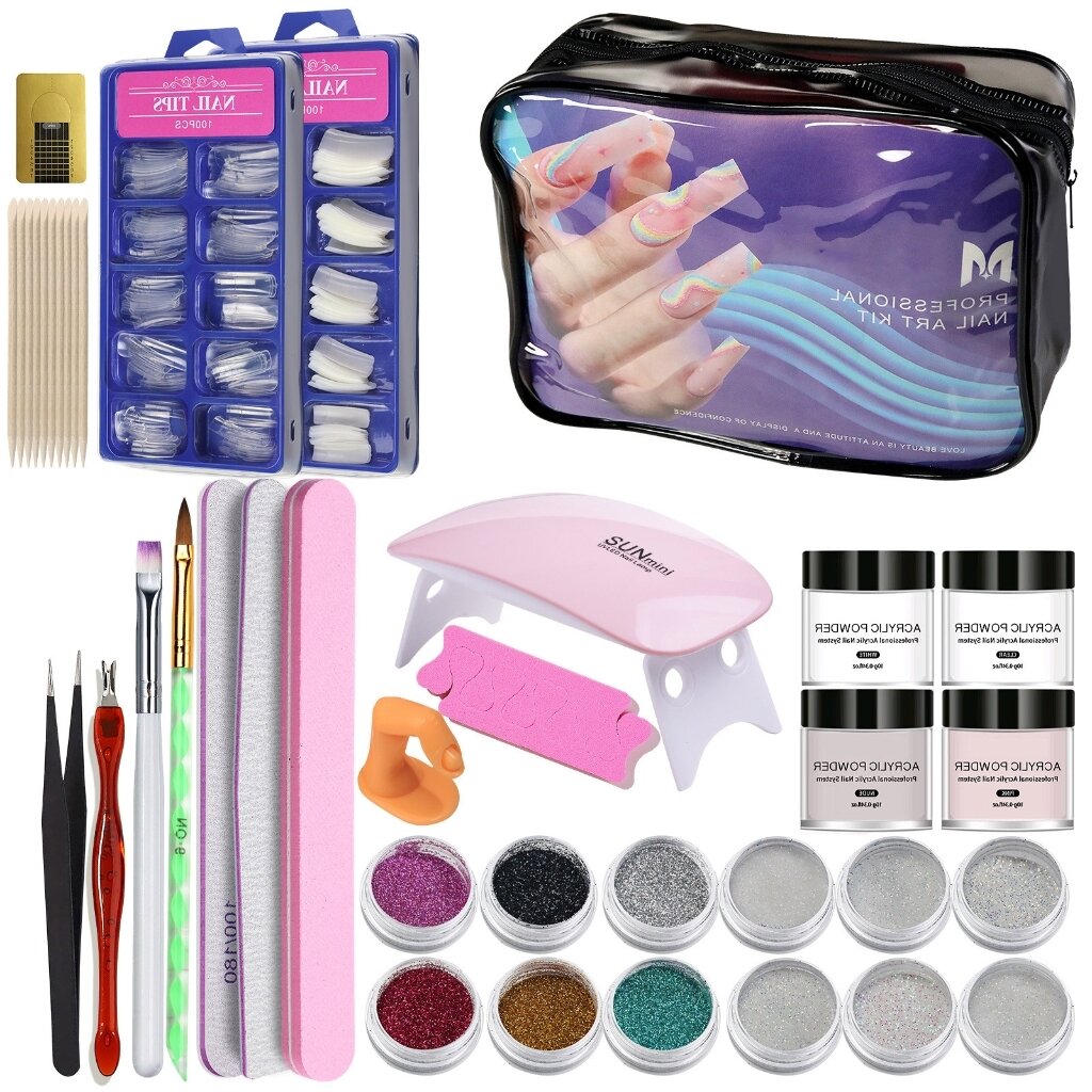 Акриловый Набор Для Ногтей С Накладным Маникюром Nail Art 6W Nail Dryed Lamp Кисть Для Ногтей