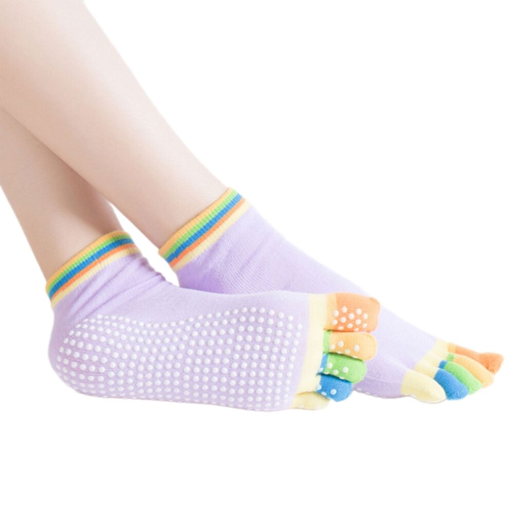 Контроль Влажности Обуви Для Занятий Йогой С Разделением Пяти Пальцев Разноцветные Носки