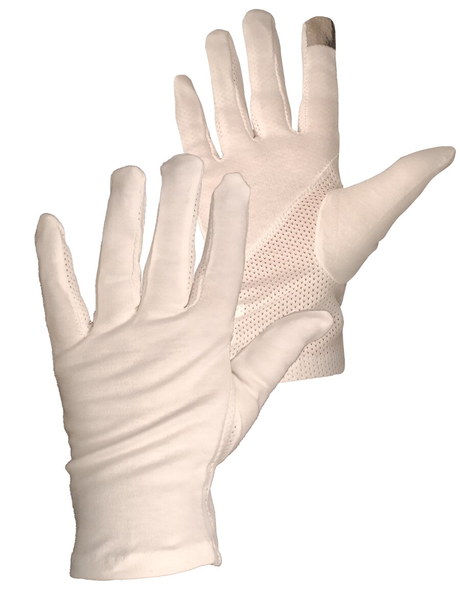 Перчатки "Люси", нескользящие, хлопок, анатомическая форма, белые
