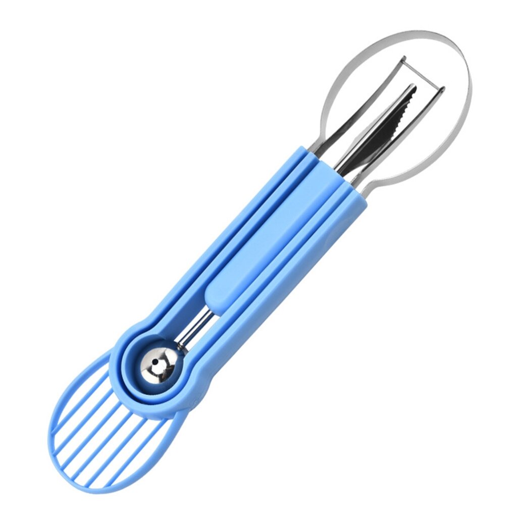 Двуглавый многофункциональный копатель фруктовых шариков "три в одном"- Стиль один синий 1