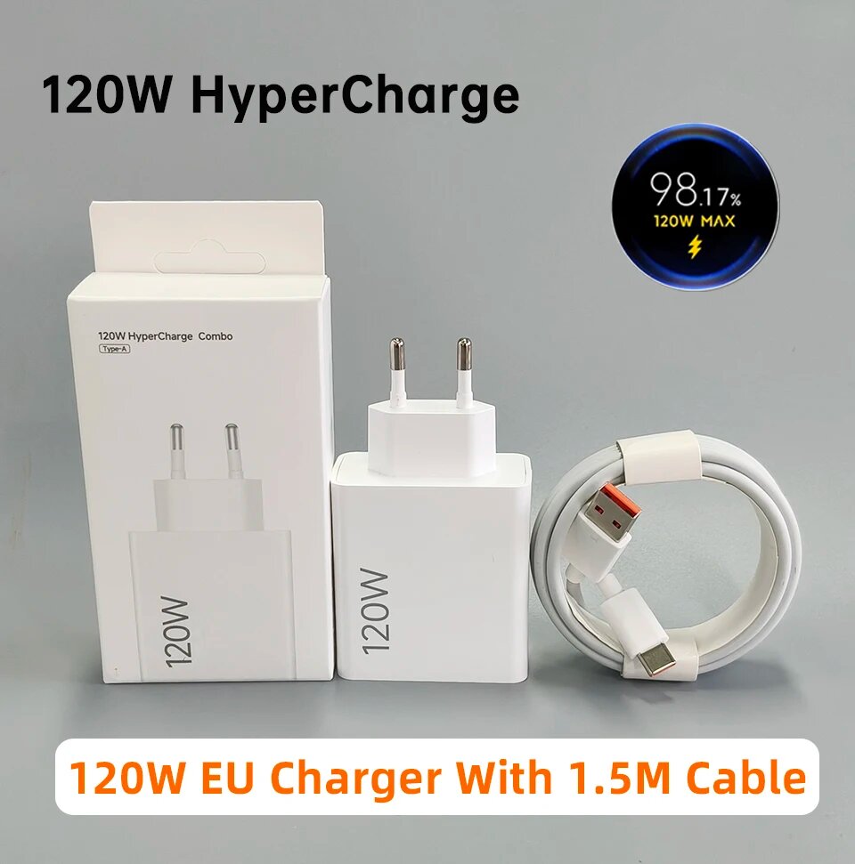 Оригинальное зарядное устройство XIAOMI 120W, адаптер для сверхбыстрой зарядки, EU with 1.5m cable