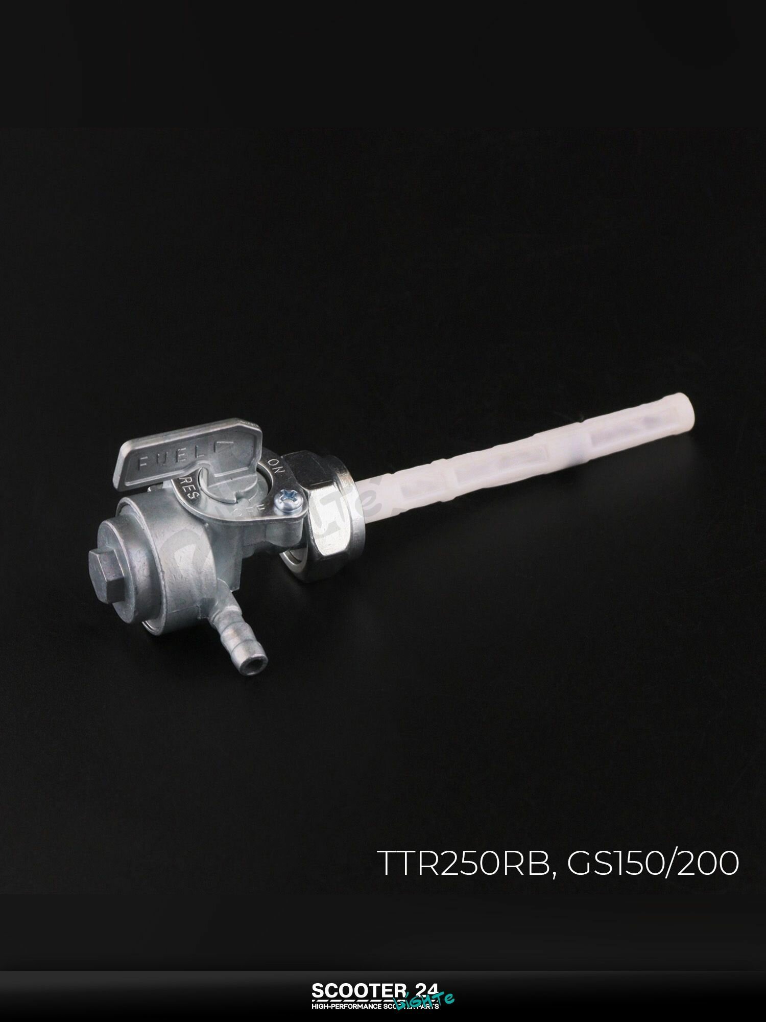 Бензокран / кран топливный с резервом для мотоциклов, эндуро TTR 250, GS150, гайка 16 мм, угол штуцера 90, Beezmoto