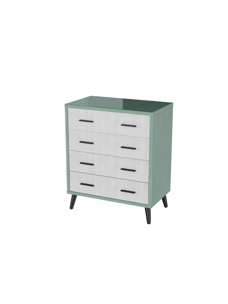 Домани комод интерьерный Ланс 930х800х450, мятный/мдф холст белый, для гостиной, для спальни