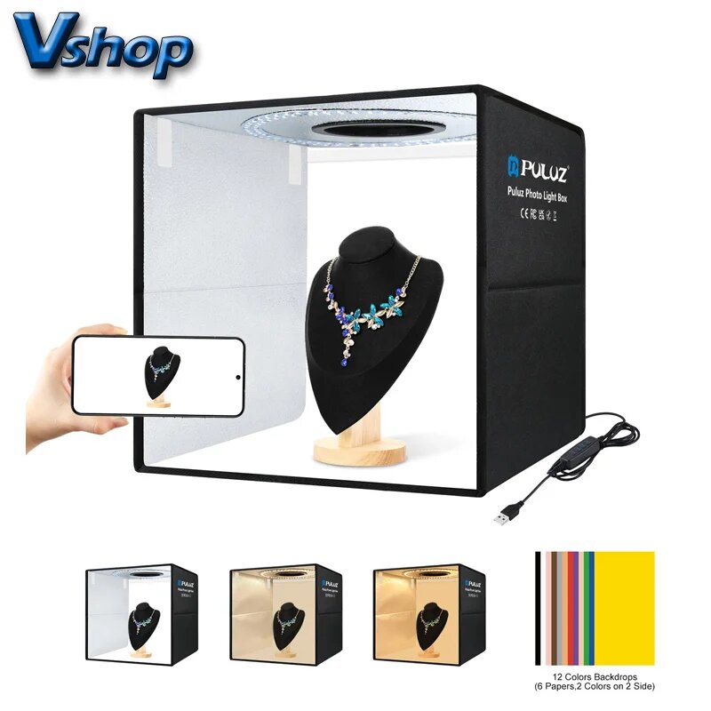 PULUZ Портативный кольцевой светильник 40 см со студийной палаткой