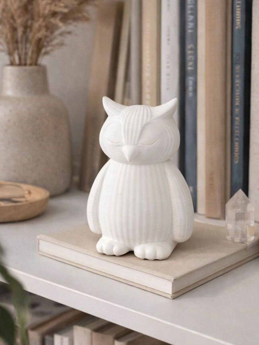 Интерьерная фигурка "Modern Owl", белая, пластик, ручная работа
