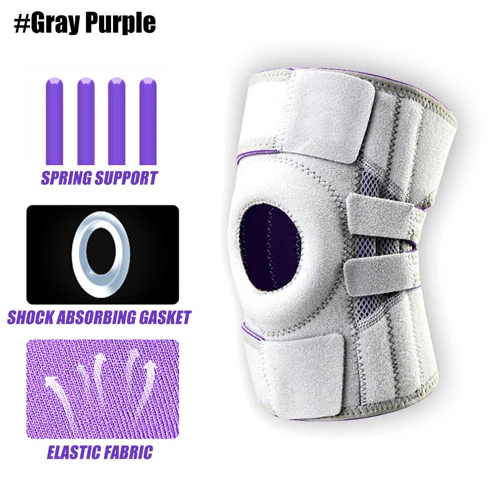 Ортез колена Gray Purple с боковой поддержкой и гелем