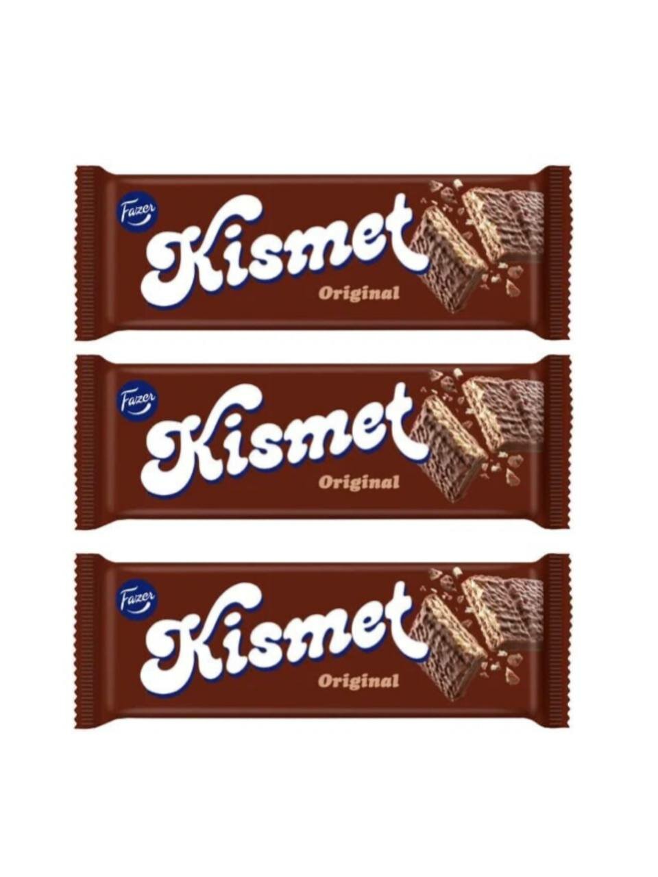 Шоколадные вафли Fazer Kismet, комплект 3уп по 55г (Финляндия)