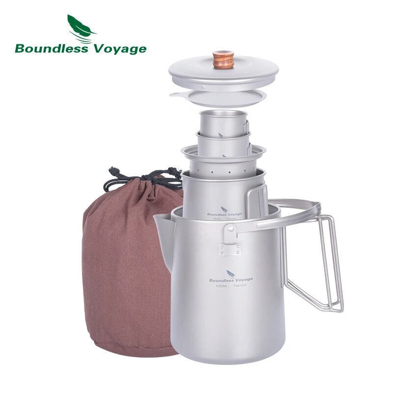 Титановый чайник Boundless Voyage 1.5л, набор kettle cup set