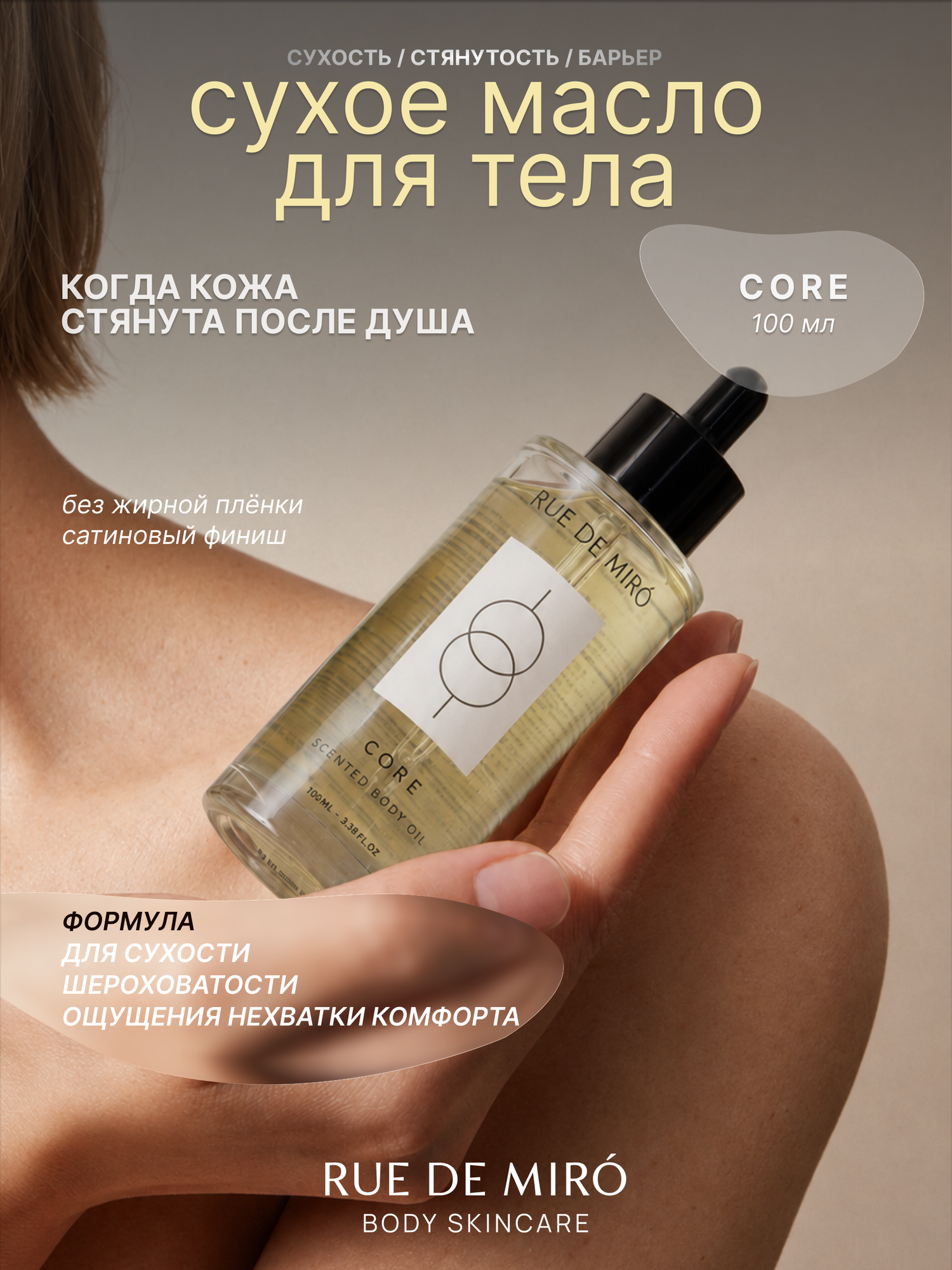 RUE DE MIRO Сухое масло для тела парфюмированное "CORE", для сухой и обезвоженной кожи, восстановление и интенсивное увлажнение 100 ml