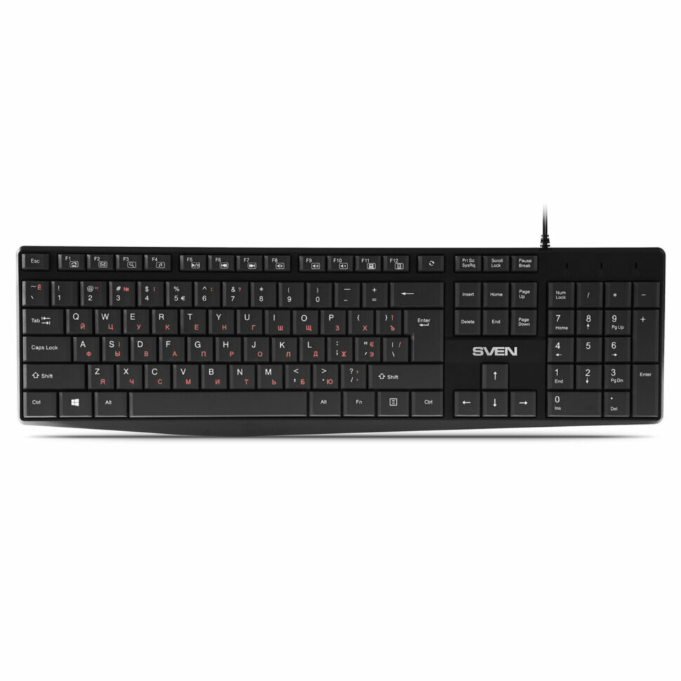 Клавиатура проводная SVEN KB-S305, USB, 105 кнопок, черная, SV-018801, 513837
