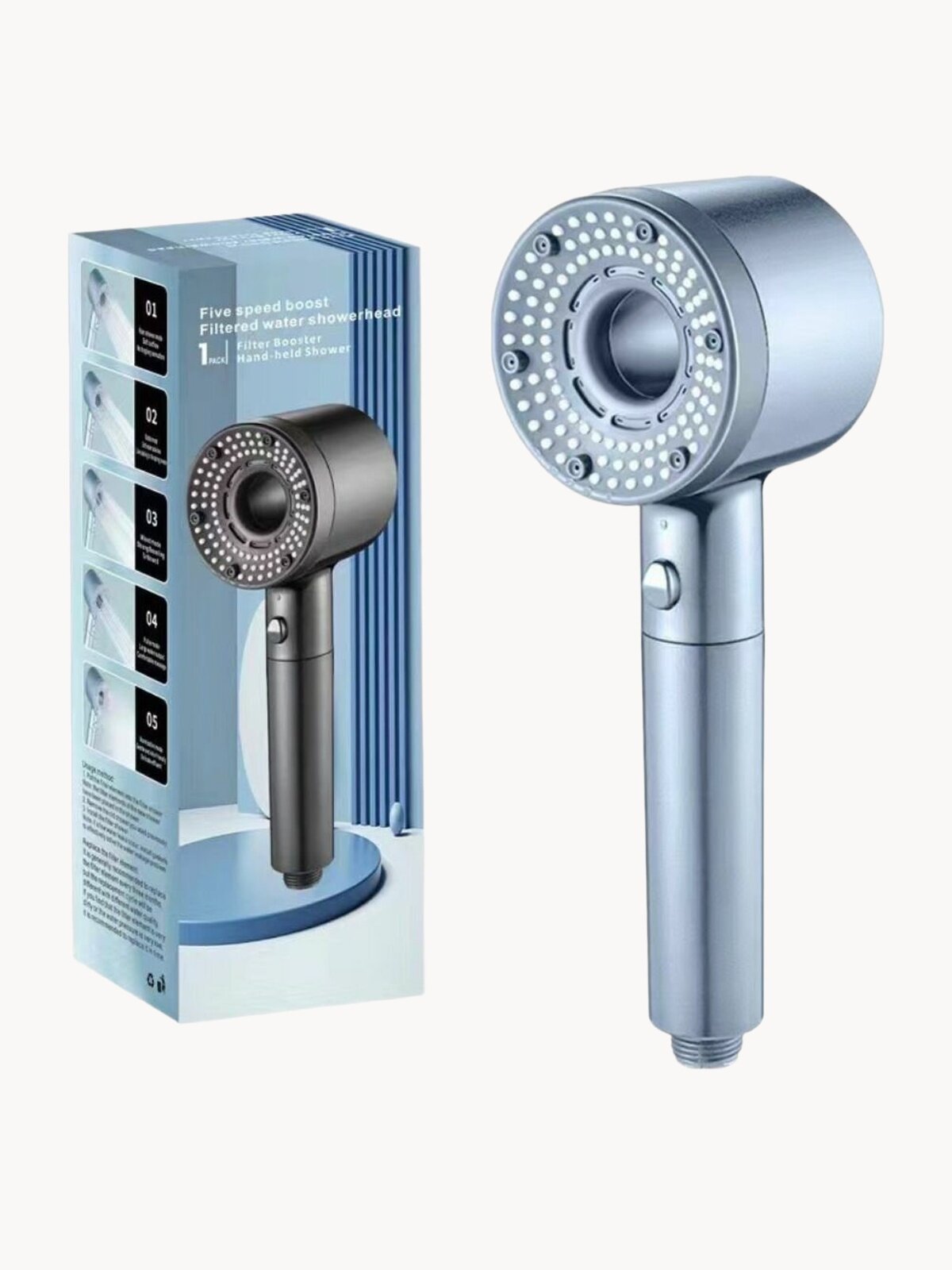 Душевая лейка турбо серебристая