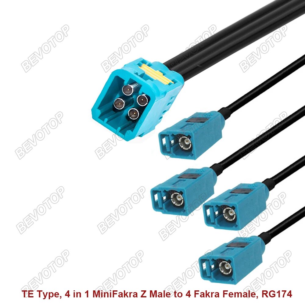 Кабель MiniFakra BEVOTOP RG174 50 Ом 10CM, miniMale to 4 Female