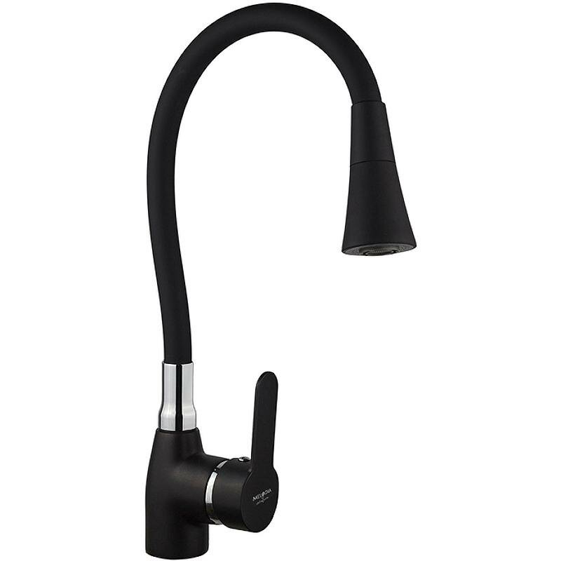 Смеситель для кухни Melodia della vita Ostessa MDV40617Black черный, с гибким изливом, рычажный, латунь