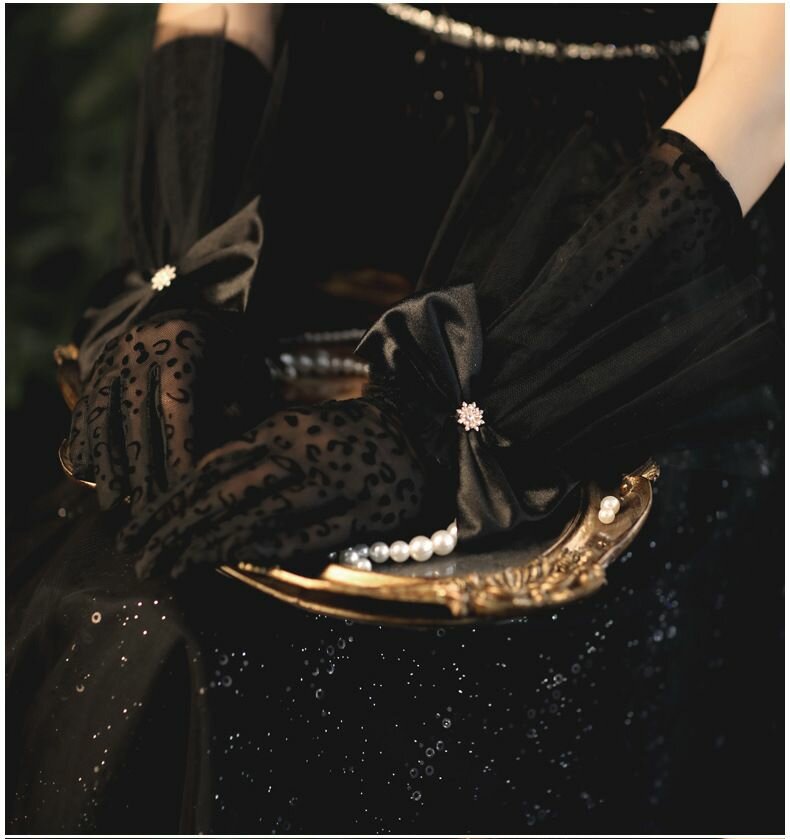 Винтажные кружевные свадебные перчатки черного цвета