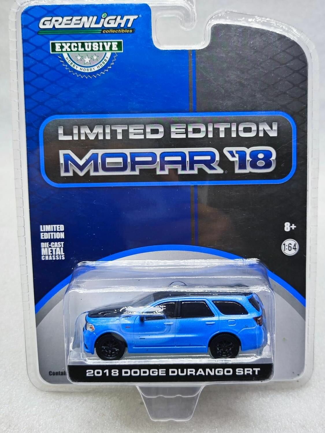 Машинка GreenLight 1/64 2018 Dodge Durango SRT - Limited Edition MOPAR '18 - Blue Pearl Die-cast Alloy Car Model Collection Toy Gift