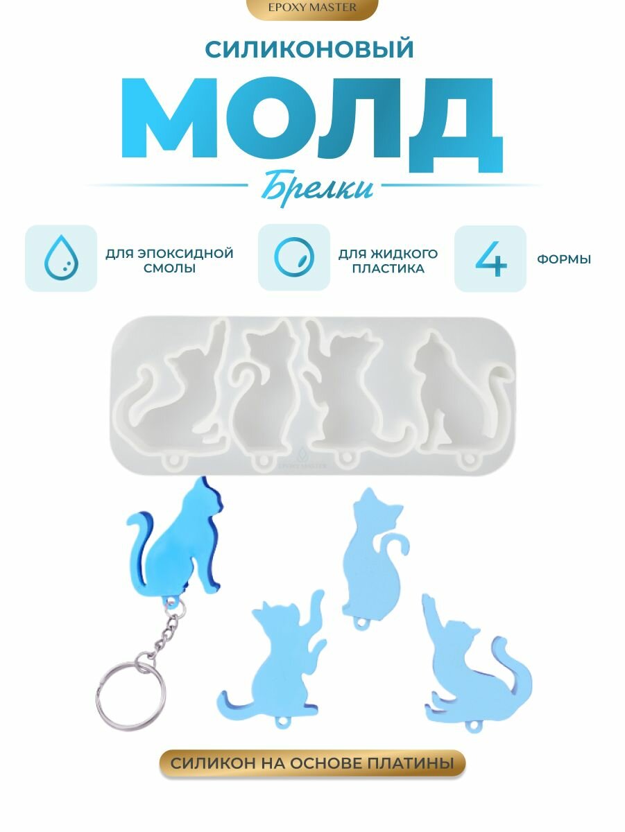 Силиконовый молд для эпоксидной смолы EPOXYMASTER Брелки кошечки №3