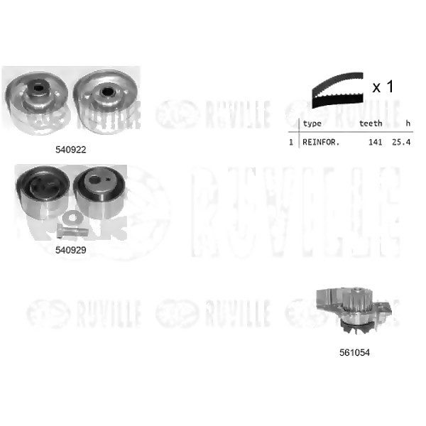 RUVILLE 5501341 ремкомплект грм с помпой\ Citroen (Ситроен) Berlingo (Берлинго) / jumpy, Peugeot (Пежо) 307 /