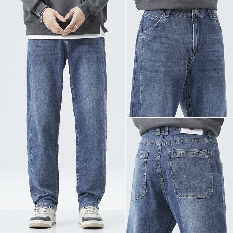 Охоты Брюки JYL Брюки джинсовые мужские Чистый цвет Осень американский премиум прямой черный молодежный