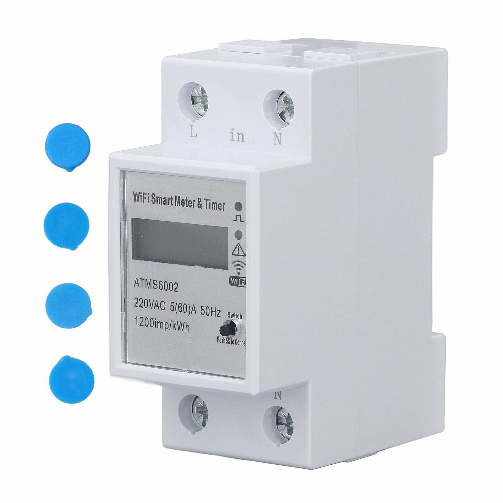 Wi-Fi Smart Meter Power Electric Energy Monitor Switch Однофазный направляющий рельс 2P AC220V