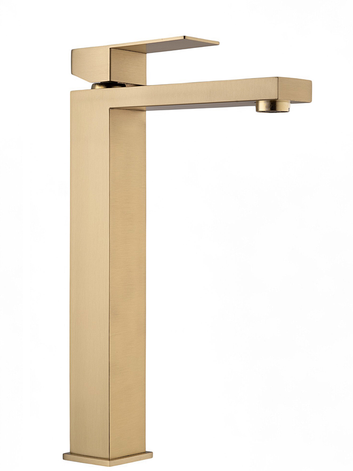 Смеситель для раковины высокий, литой, удлиненный излив 19 см, цвет античная бронза