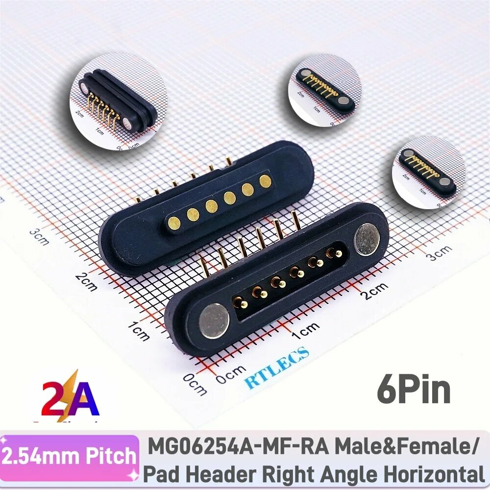 Шаг 2,54 мм, 2 А, магнитный разъем Pogo Pin, разъем для устройства промышленной связи 2, 3, 4, 5, 6-контактный мужской и женский смарт-браслет, зарядное устройство постоянного тока