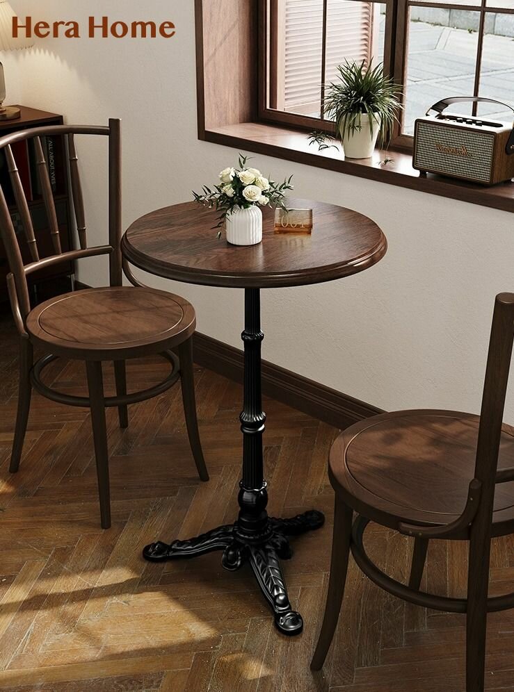 Круглый стол из массива дерева в стиле ретро середины века, подходит для кухни, гостиной, столовой