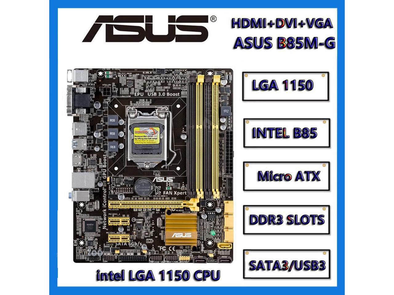 Материнская плата Asus B85M-G, LGA 1150, Intel B85, Micro-ATX