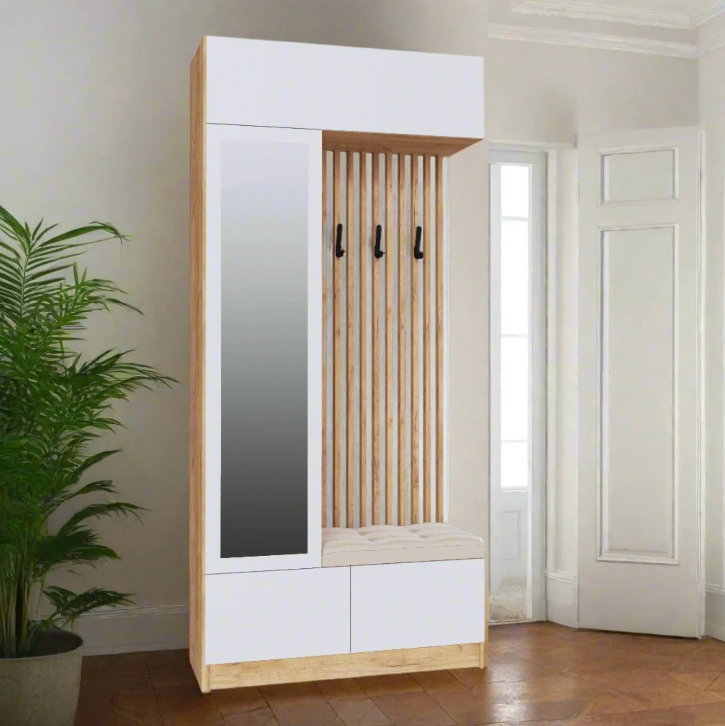 Прихожая Руэлла Центральная секция 1000х2200х400 (мм.) дуб крафт золотой/белый