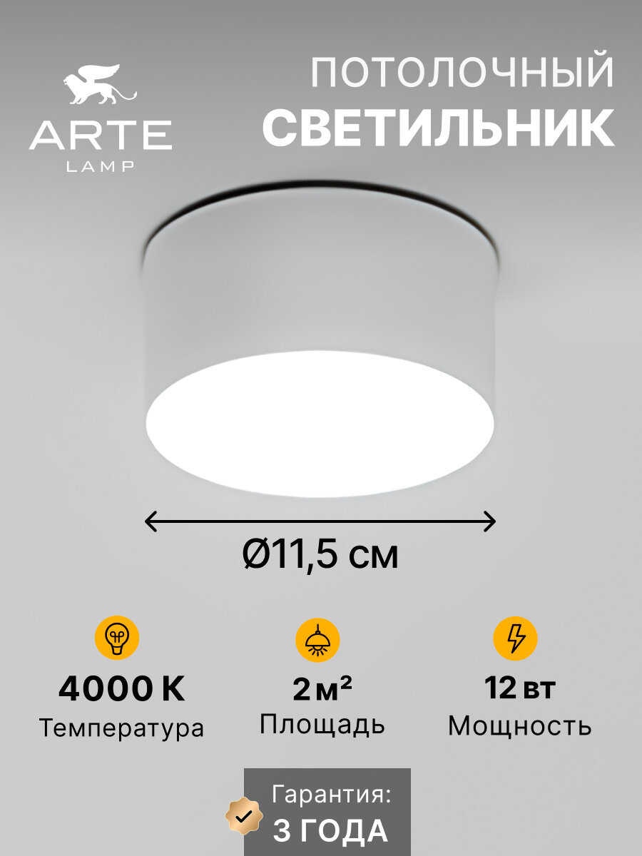 Потолочный светильник Arte Lamp FADO A6612PL-1WH / LED / 12 Вт / белый