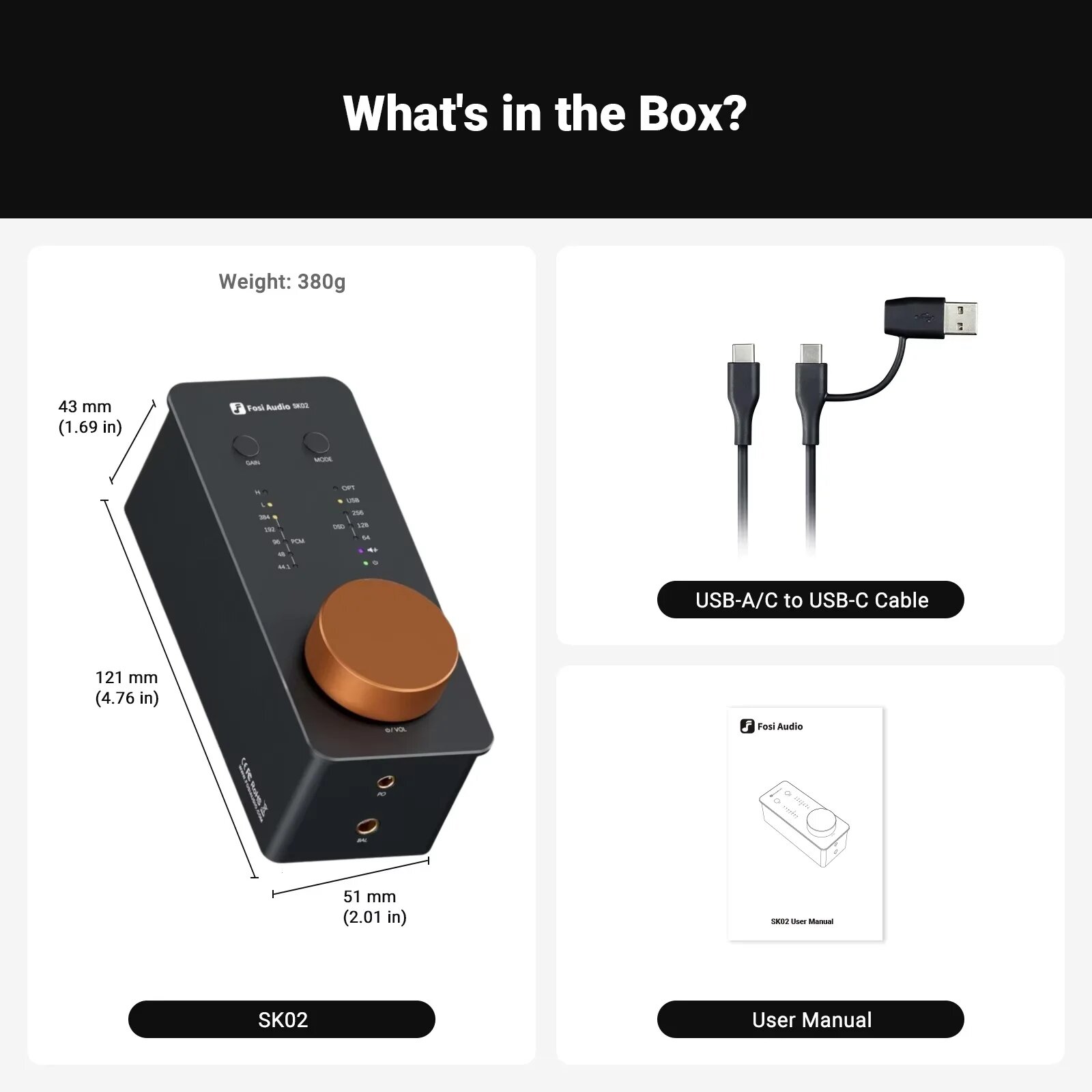 Fosi Audio SK02 USB ЦАП Усилитель для наушников SK02-Orange