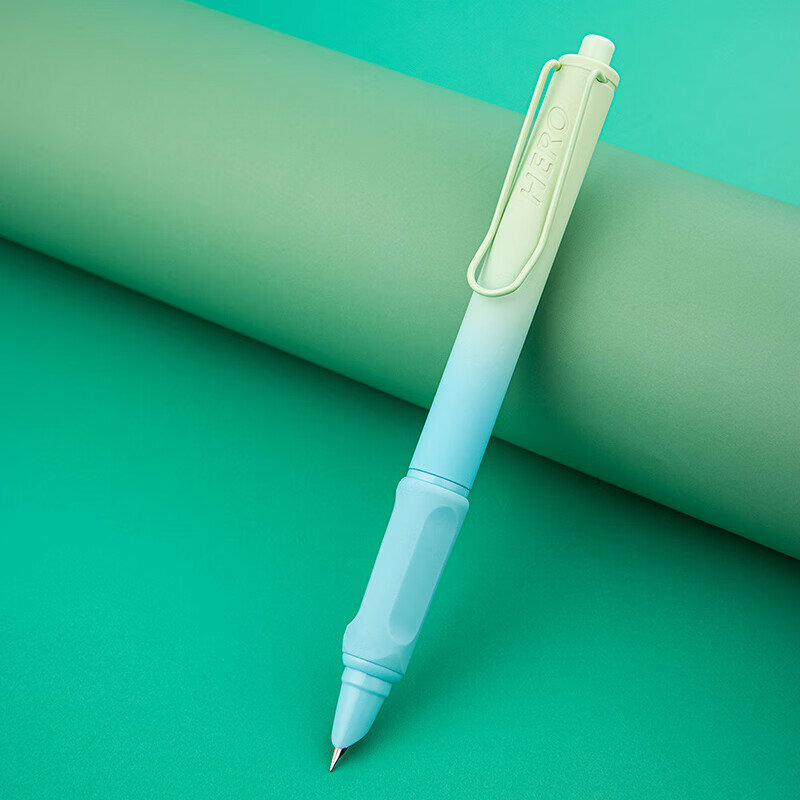 HERO (HERO) Fountain Pen 1356 Fruit Bubble Iced Tea Series Push Button Upright Colorful Daily Writing Elementary School Students' Practice Automatic Ink Pen EF Nib Gradient Green