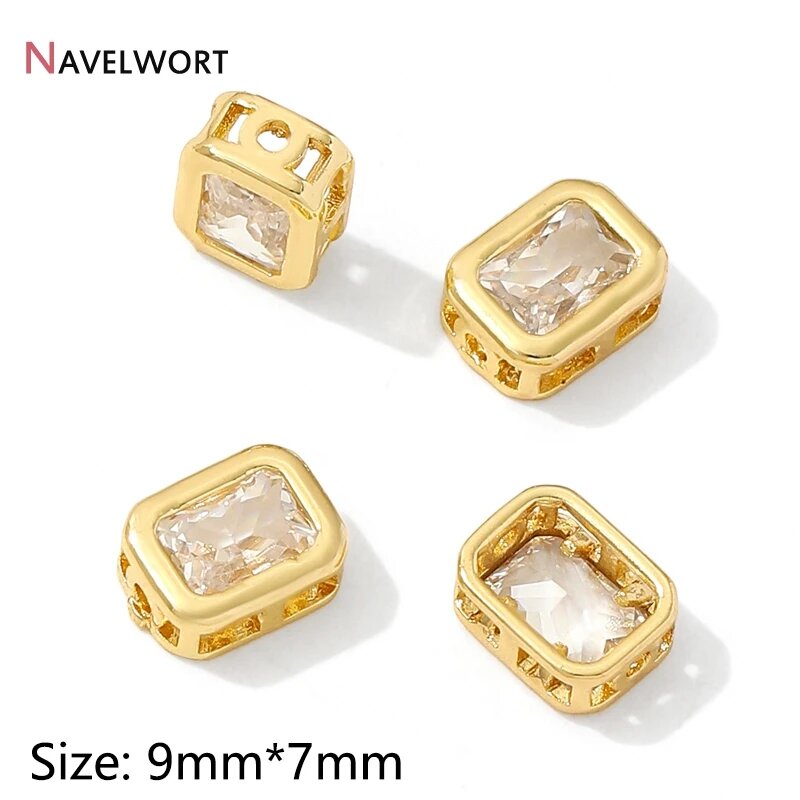 Позолоченные латунные квадратные бусины NAVELWORT 8 шт 8 pieces, 18K gold plated