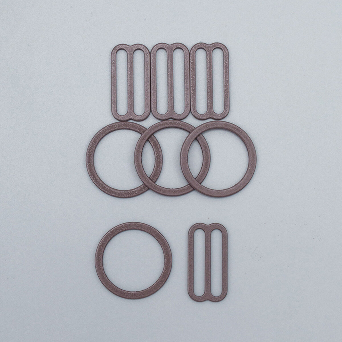 Набор металлической фурнитуры для бюстгальтера, цвет горький шоколад (кольцо 18мм - 4шт, регулятор 19мм - 4 шт)