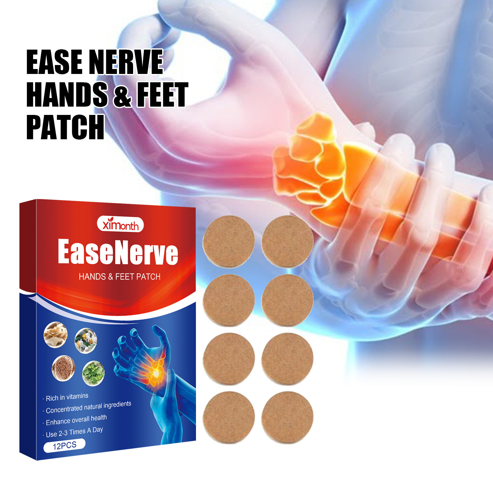 Пластырь для ухода за суставами рук и ног для облегчения боли в запястьях, ступнях, коленях, плечах, шее и поясничном отделе суставов