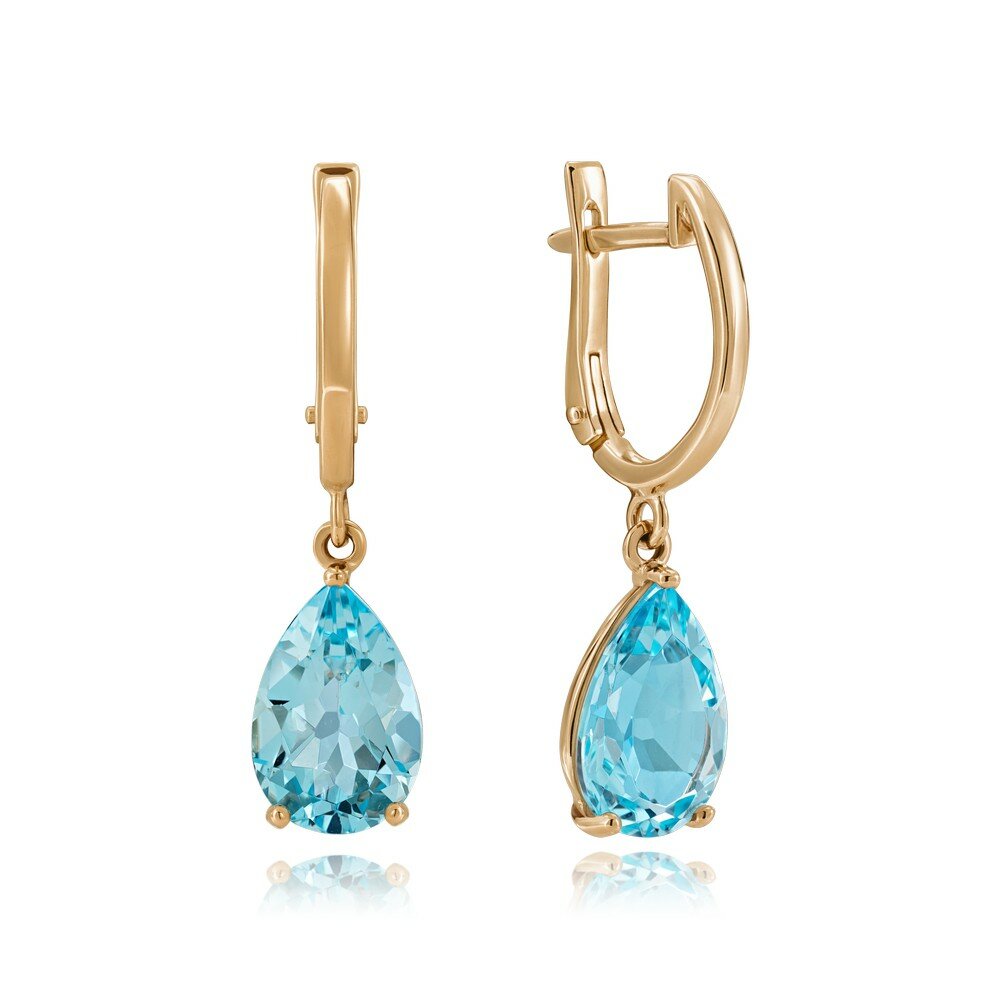 Серьги, красное золото, 585 проба, топаз