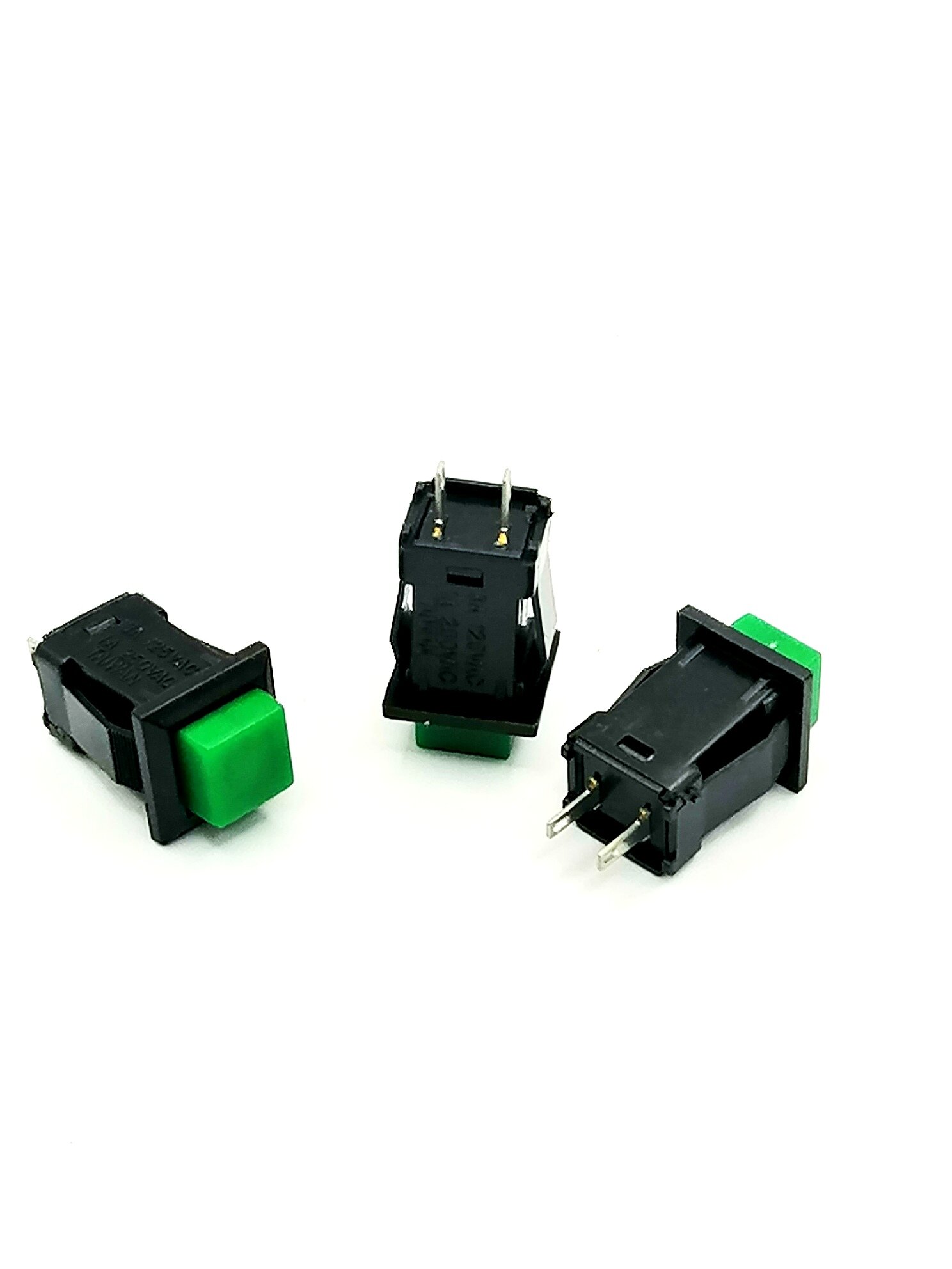 3шт Кнопка D318-G на блок с фиксацией 14*14мм квадратная зеленая (DS-431) 1A 250V