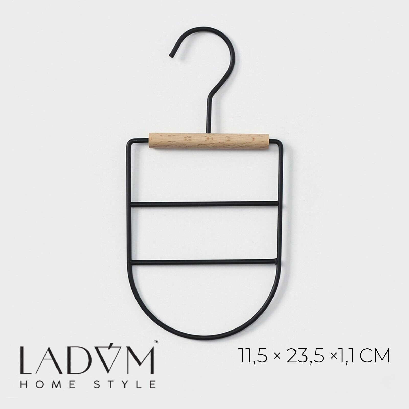 Вешалка для ремней и шарфов LaDо m Laconique, 11.5 23.5 1.1 см, многоуровневая, чёрная