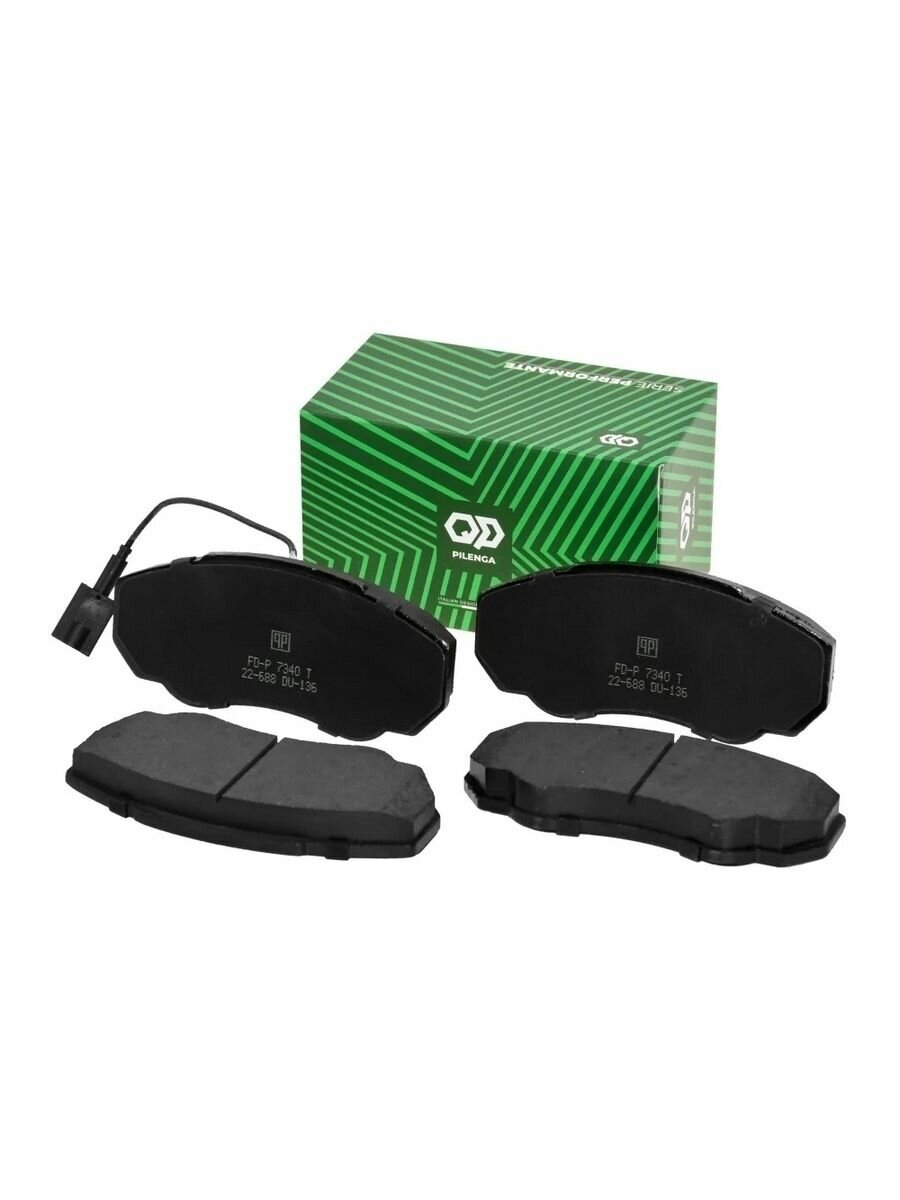 Тормозные колодки дисковые передние усиленные с датчиком Pilenga FDP7340T для CITROEN Relay, FIAT Ducato
