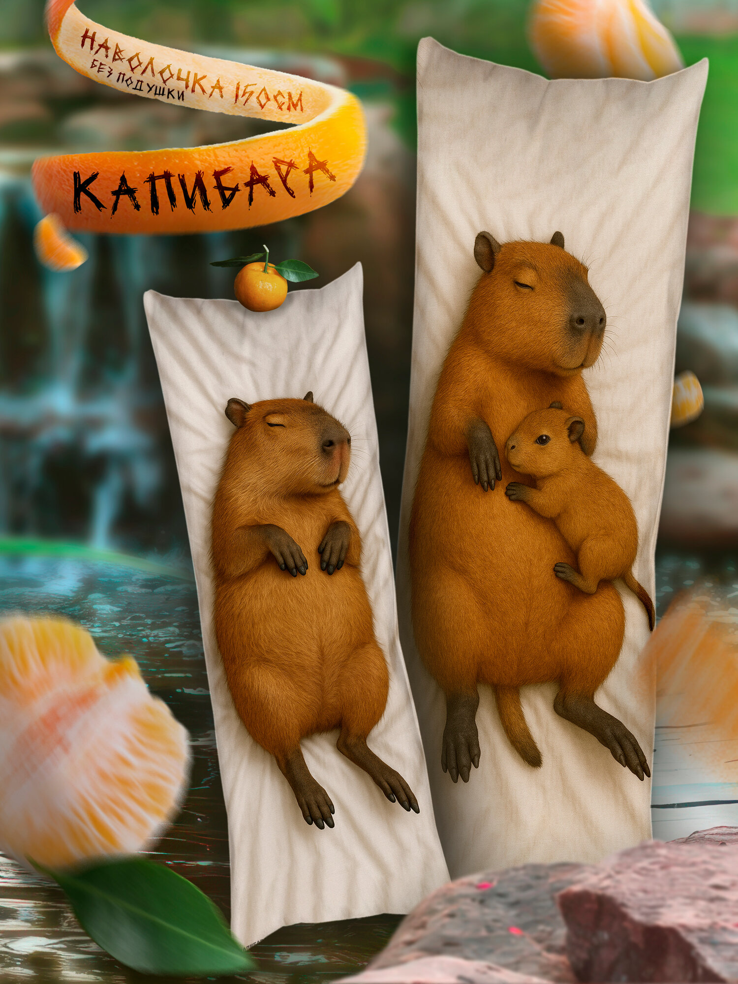Наволочка на дакимакуру ORPHANBERG " Капибара " размер 50 x 150 cм