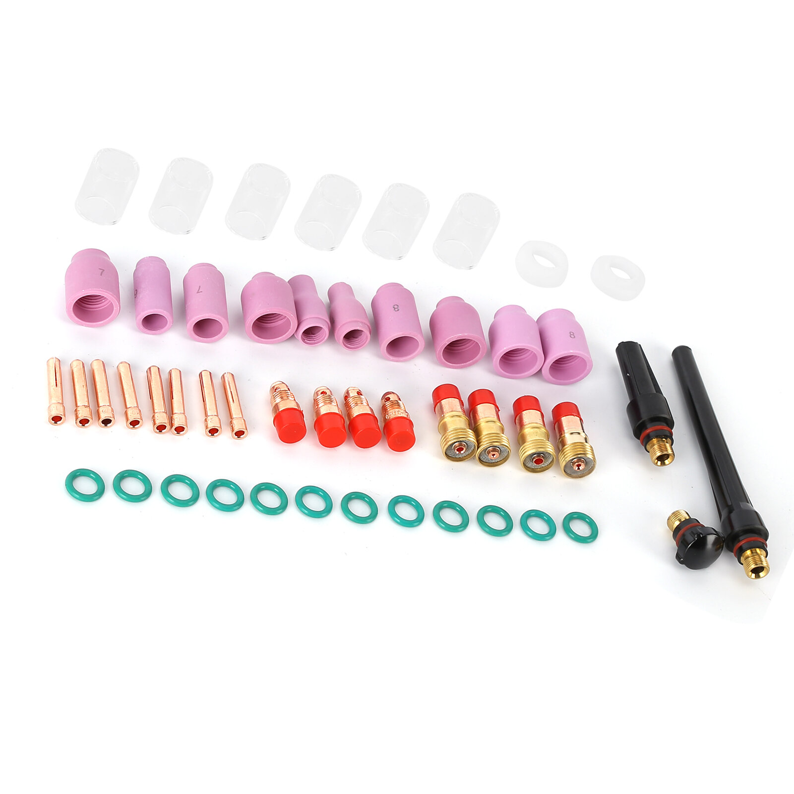 Набор ТИГ-паяльной горелки 49 шт, Замена коллетов, керамических сопел и стаканов для WP17 18 26 150-250А, Медь