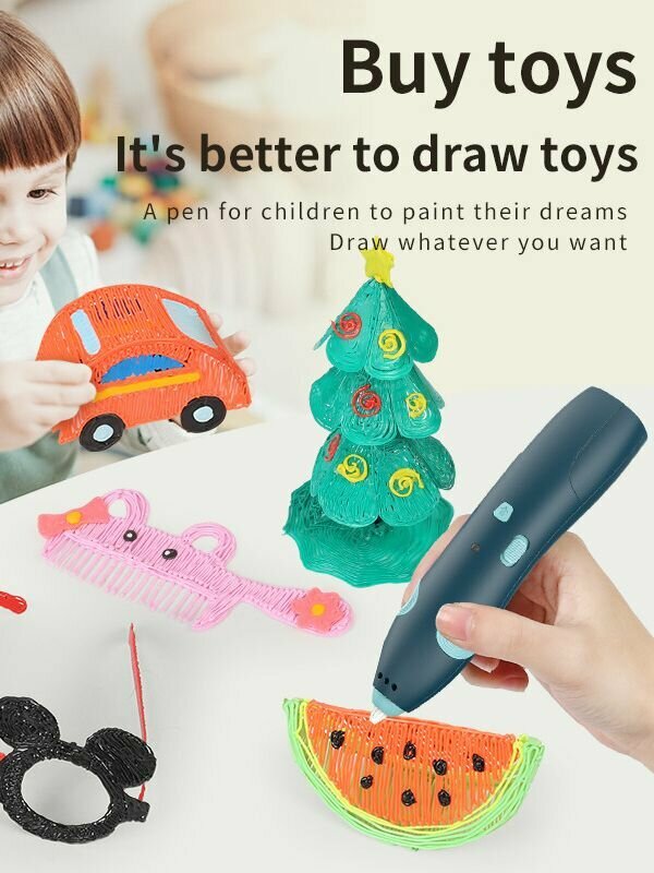 Печатная ручка 3d Детская трехмерная ручка для рисования Беспроводной набор для моделирования 3D-ручкой