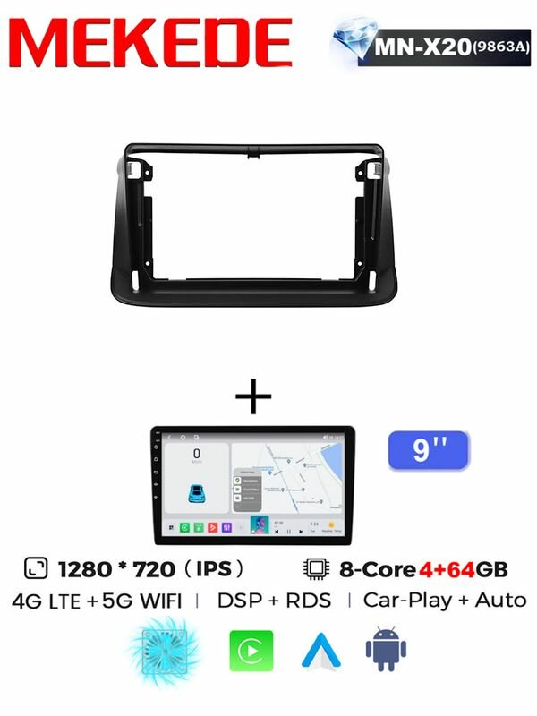 Магнитола 9" Mekede MN X20 Pro 4/64 Gb Honda Stepwgn 3 2005-2009 Правый руль carplay