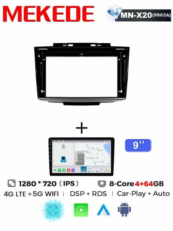 Магнитола 9" Mekede MN X20 Pro 4/64 Gb Great Wall Hover Haval H5 1 2010-2017 carplay
