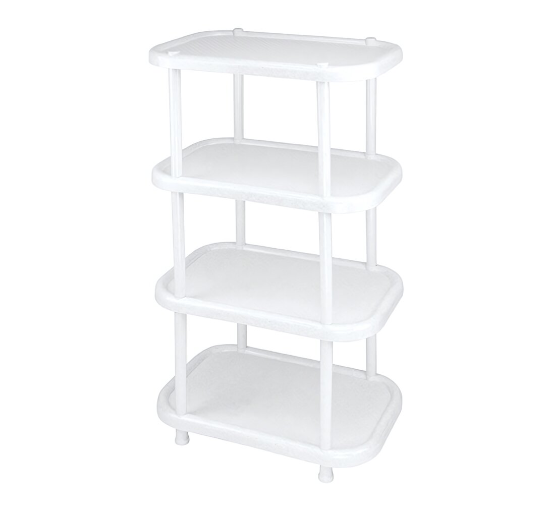 Полка овальная на колесах, 4 секции, мраморный цвет, компактная и удобная