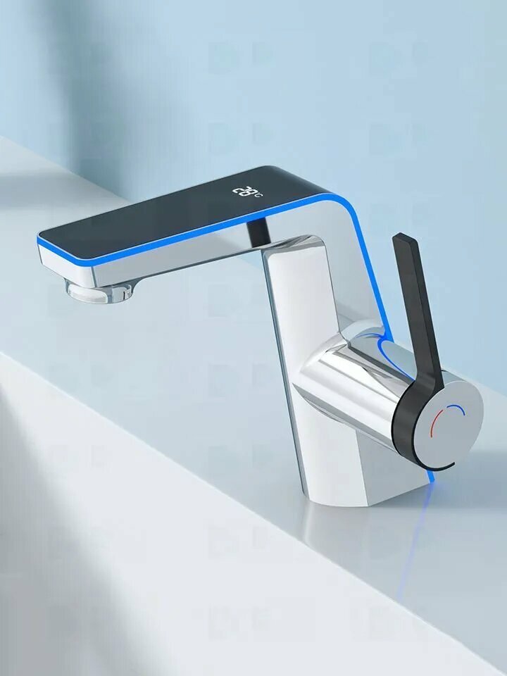 Сенсорный смеситель с цифровым дисплеем температуры воды и LED-подсветкой – для ванной и кухни